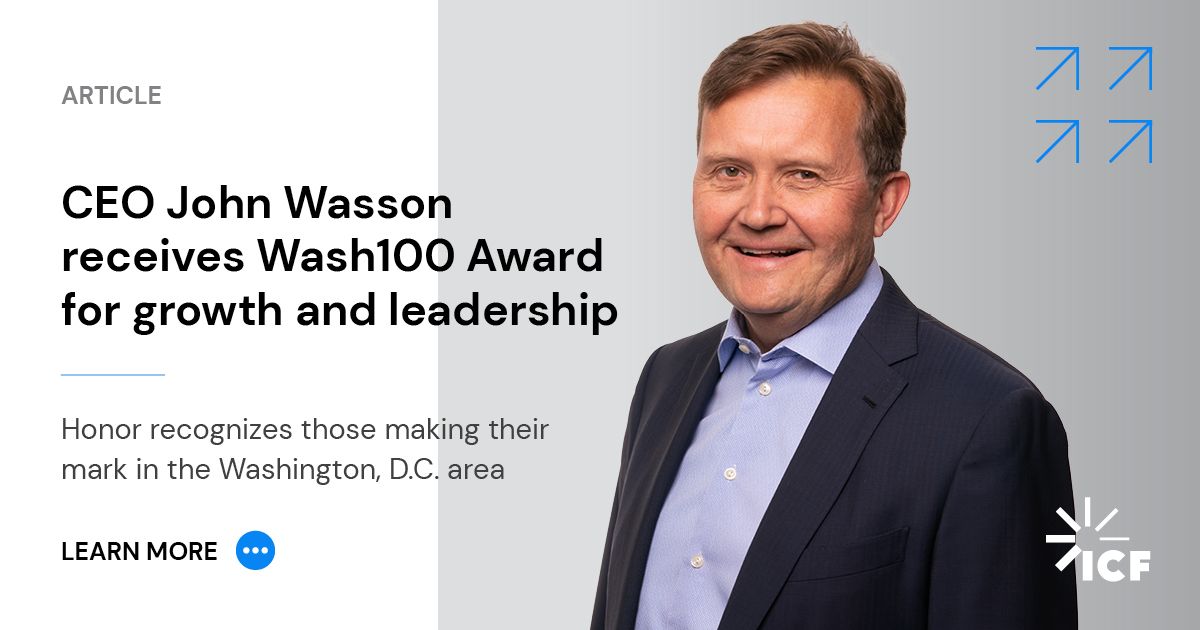 CEO John Wasson Receives Second Wash100 Award | ICF